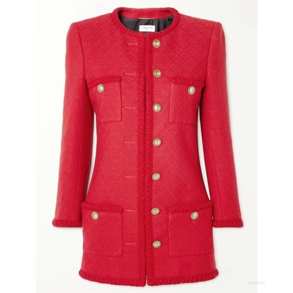 Saint Laurent | Jackets & Coats | Saint Laurent Diamond Embossed Tweed ...